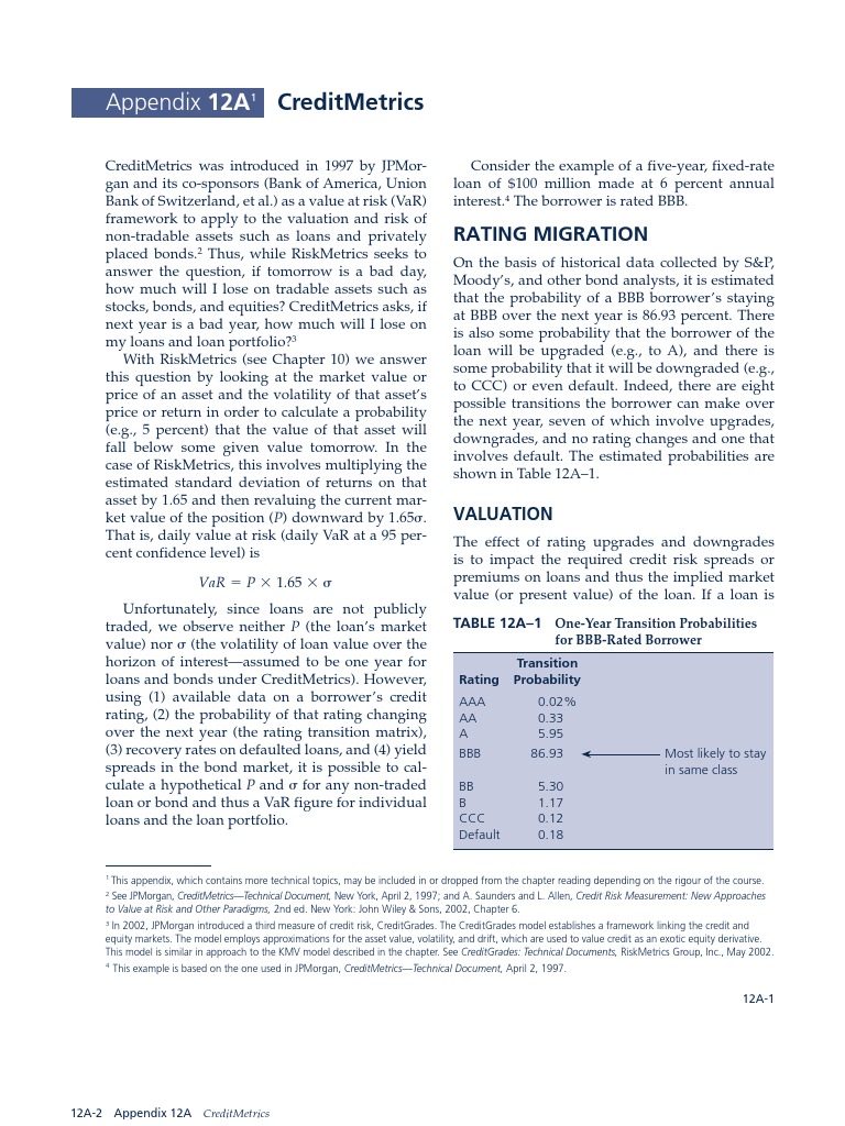 Appendix 12A | PDF | Credit Rating | Value At Risk