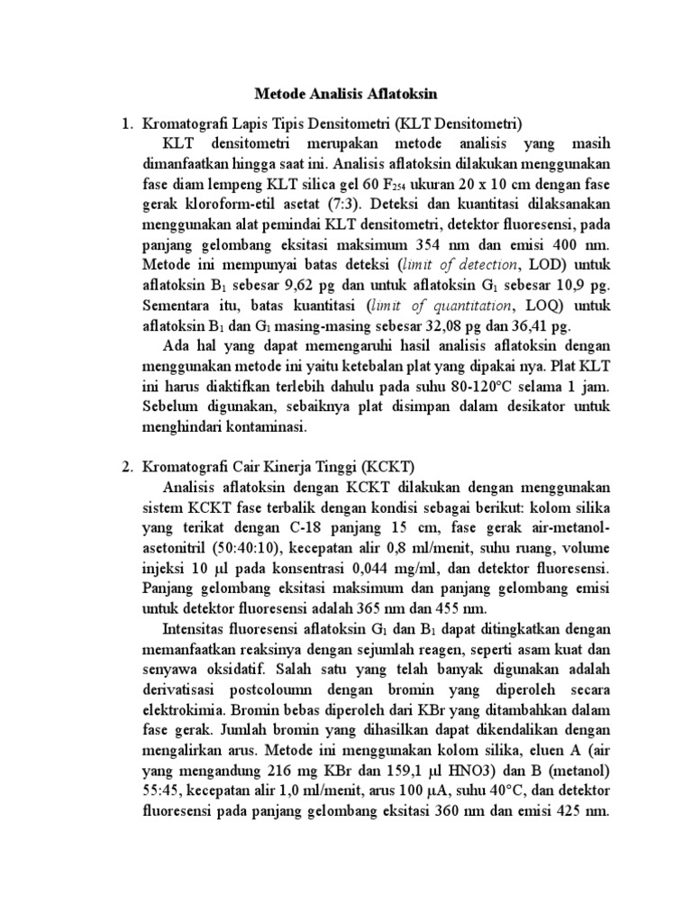 Metode Analisis Aflatoksin | PDF