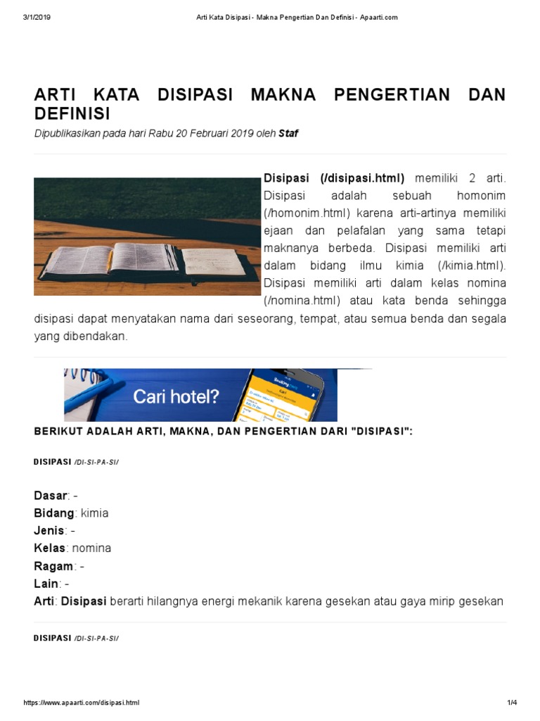 Arti dan Pengertian Disipasi Energi | PDF | Seni & Disiplin Bahasa