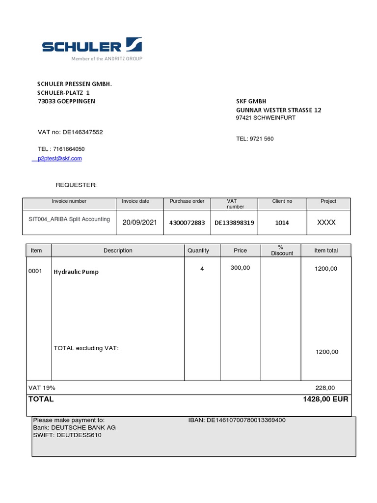 SIT004 - ARIBA Split Accounting - Invoice | PDF