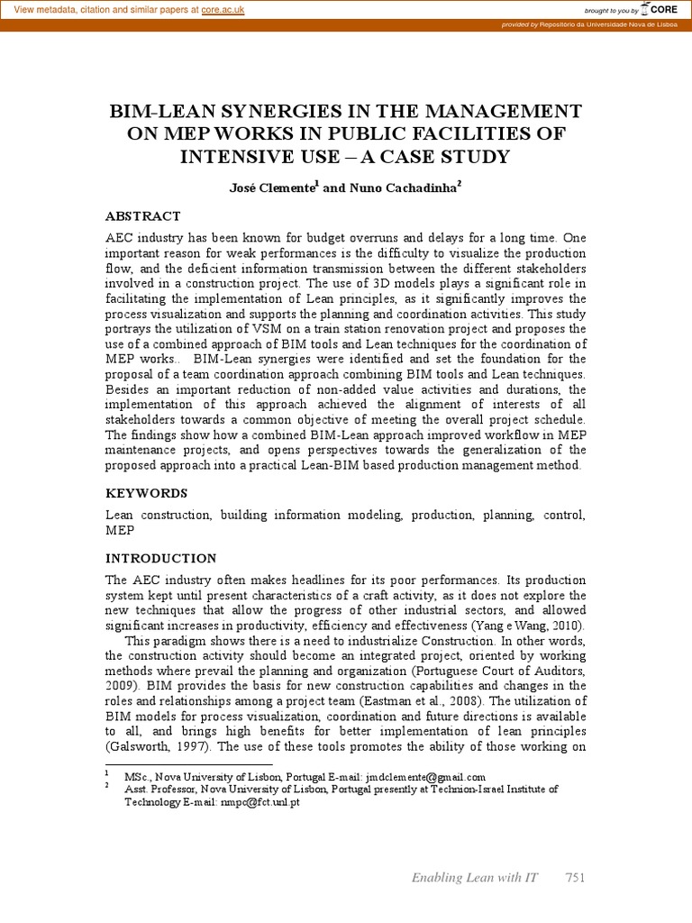 BIM-lean Construction-A Case Study | PDF | Building Information ...