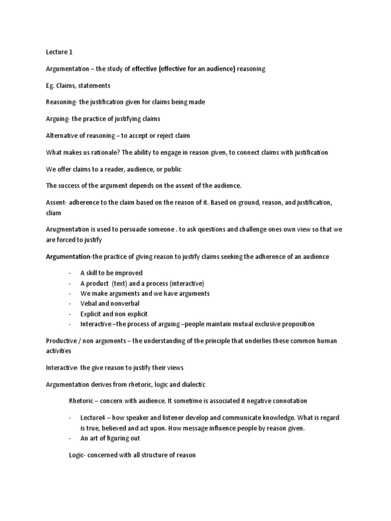 Lecture 1 | PDF | Reason | Argumentation Theory
