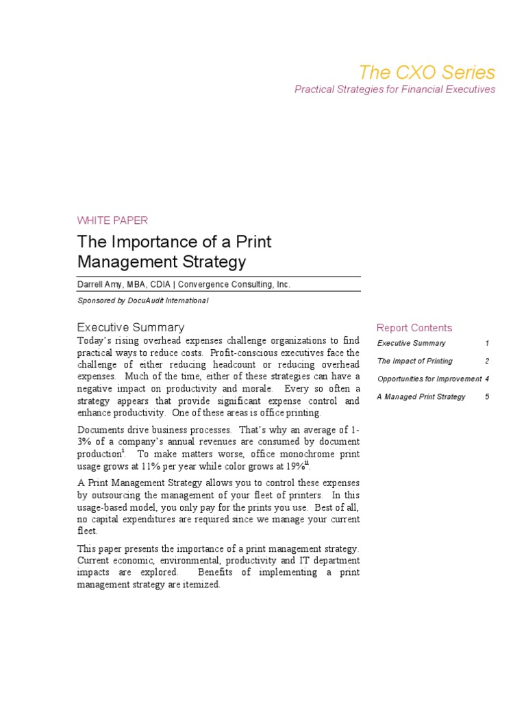 Print Management Strategy | PDF | Printer (Computing) | Total Cost Of ...