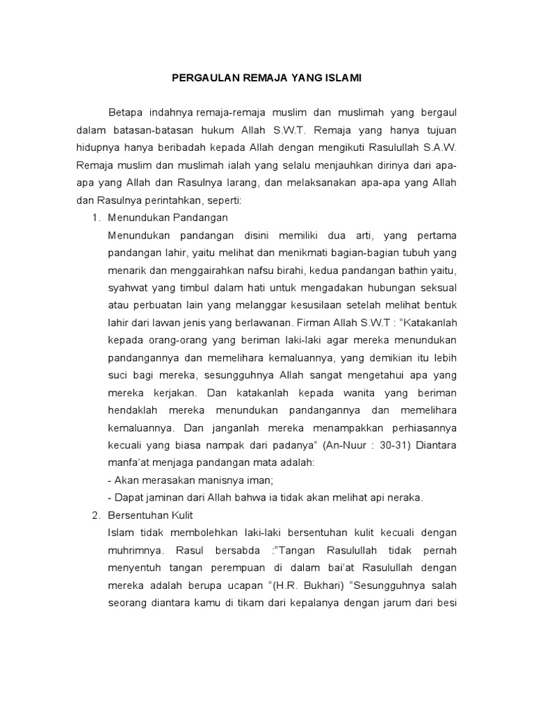 Pergaulan Remaja Yang Islami | PDF