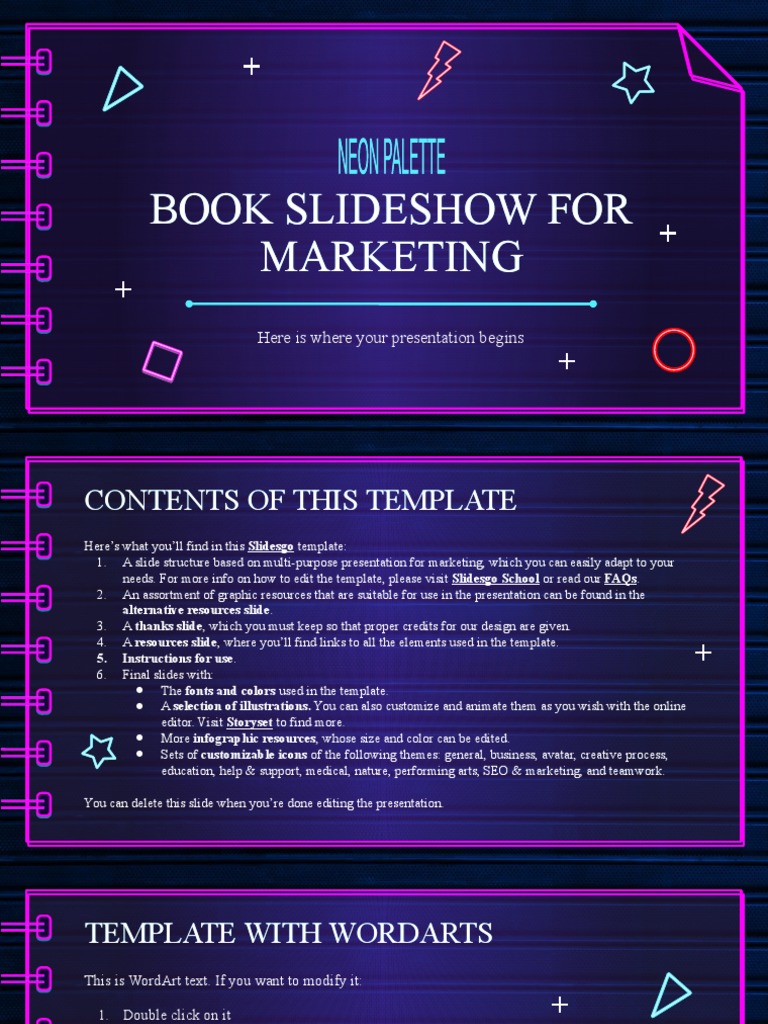 Neon Palette Book Slideshow For Marketing by Slidesgo | PDF | Planets ...