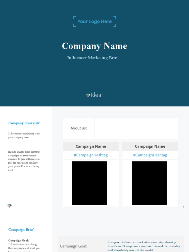 Influencer Brief For 2019 (Template) | PDF | Brand | Target Audience