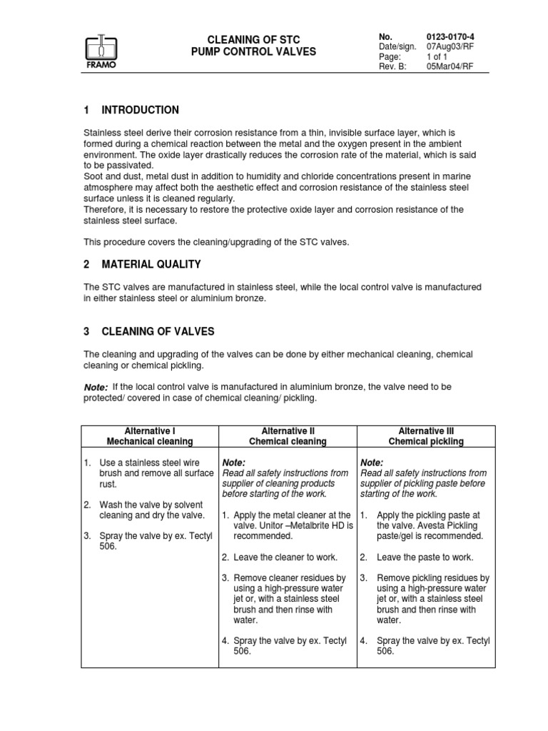 STC Cleaning Procedure | PDF | Corrosion | Stainless Steel