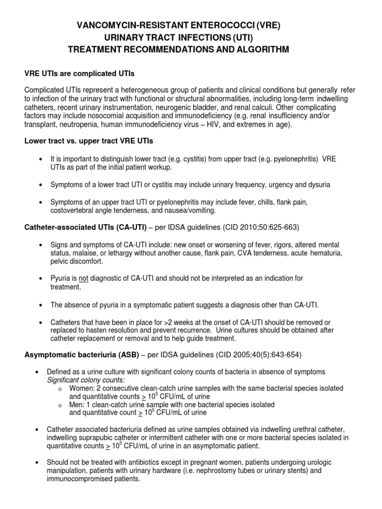 Urinary Tract Infection Caused by Vancomycin Resistant Entercocci (VRE ...