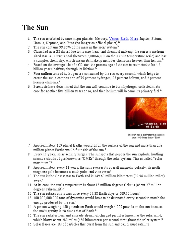 Facts About the Sun and Its Influence | PDF | Sun | Planets