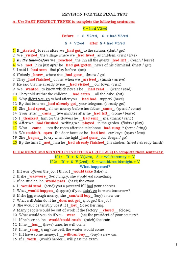 S + Had V3/ed + S V2/ed, S + Had V3/ed S + V2/ed S + Had V3/ed | PDF