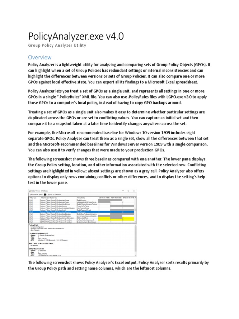 Policy Analyzer | PDF | Windows Registry | Group Policy
