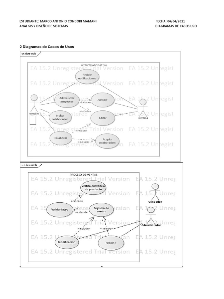 Marco Condori Casos de Uso y Diagramas de Clase | PDF