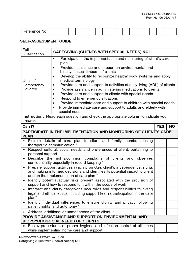 Sag - Caregiving (CWSN) NC Ii - Full | PDF | Caregiver | Hygiene