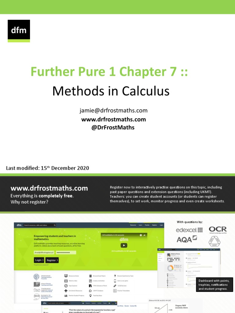 Further Pure 1 Chapter 7::: Methods in Calculus | PDF | Derivative | Mathematical Objects