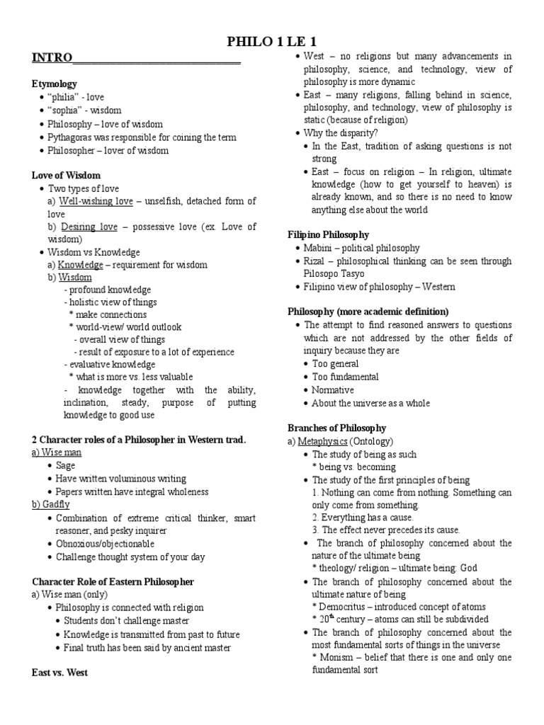 Philo 1 Le 1: INTRO | PDF | Reason | Definition
