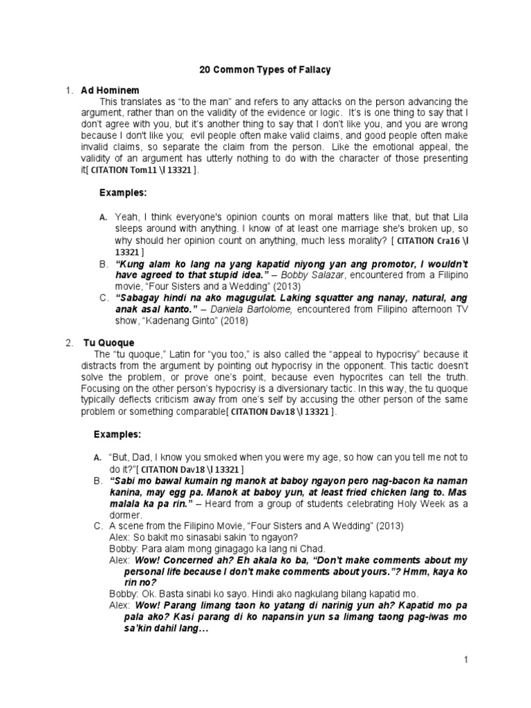 20 Common Types of Fallacy | PDF | Fallacy | Epistemology