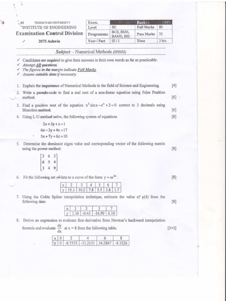 Numerical Methods | PDF | Eigenvalues And Eigenvectors | Numerical Analysis