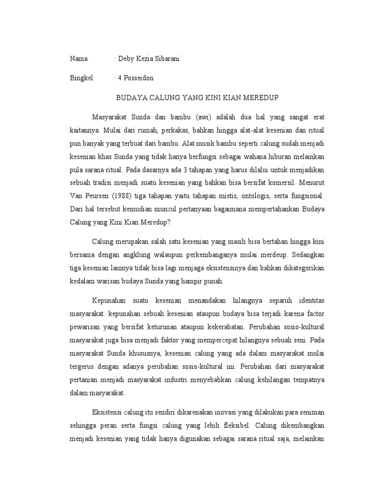 Budaya Calung Yang Kini Kian Meredup | PDF