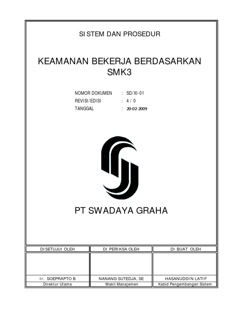 SD-XI-01 - R4 - Keamanan Bekerja Berdasar SMK3 | PDF