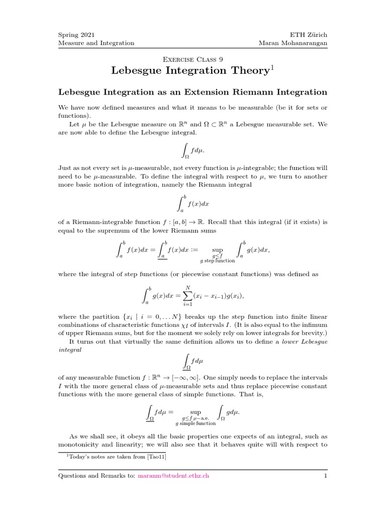 Lebesgue Integration Theory | Download Free PDF | Lebesgue Integration | Integral