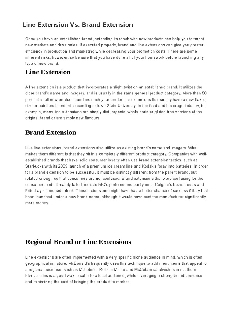 Line vs. Brand Extension Explained | PDF | Brand | Economies