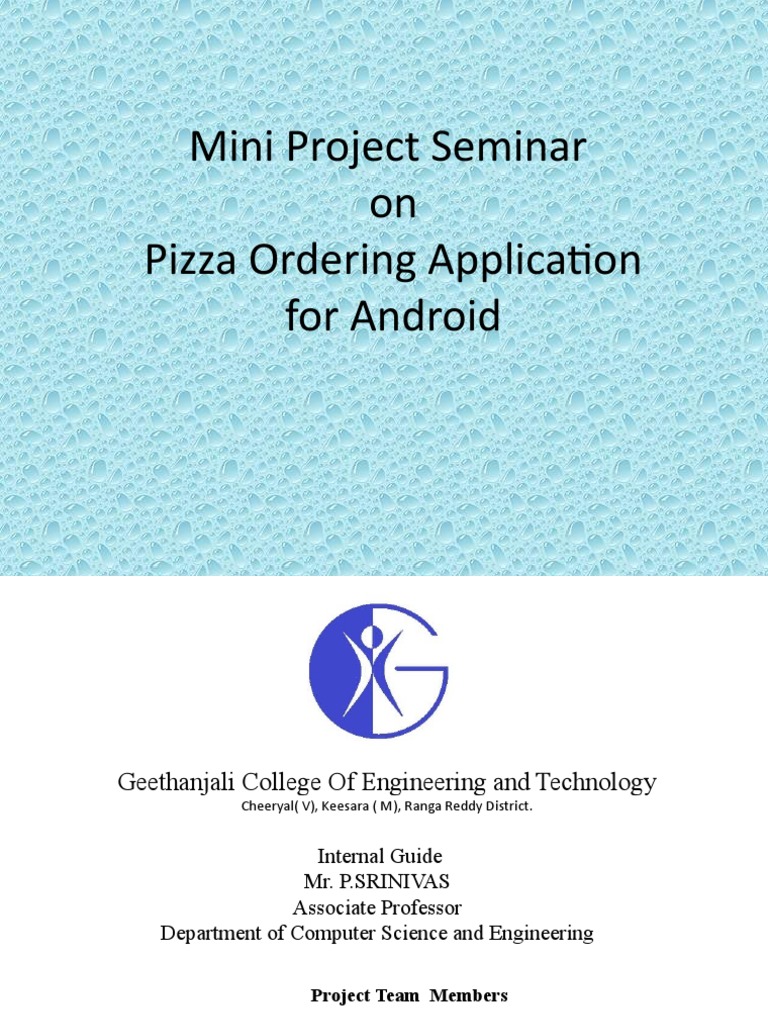Mini Project Seminar On Pizza Ordering Application For Android | PDF | Android (Operating System ...