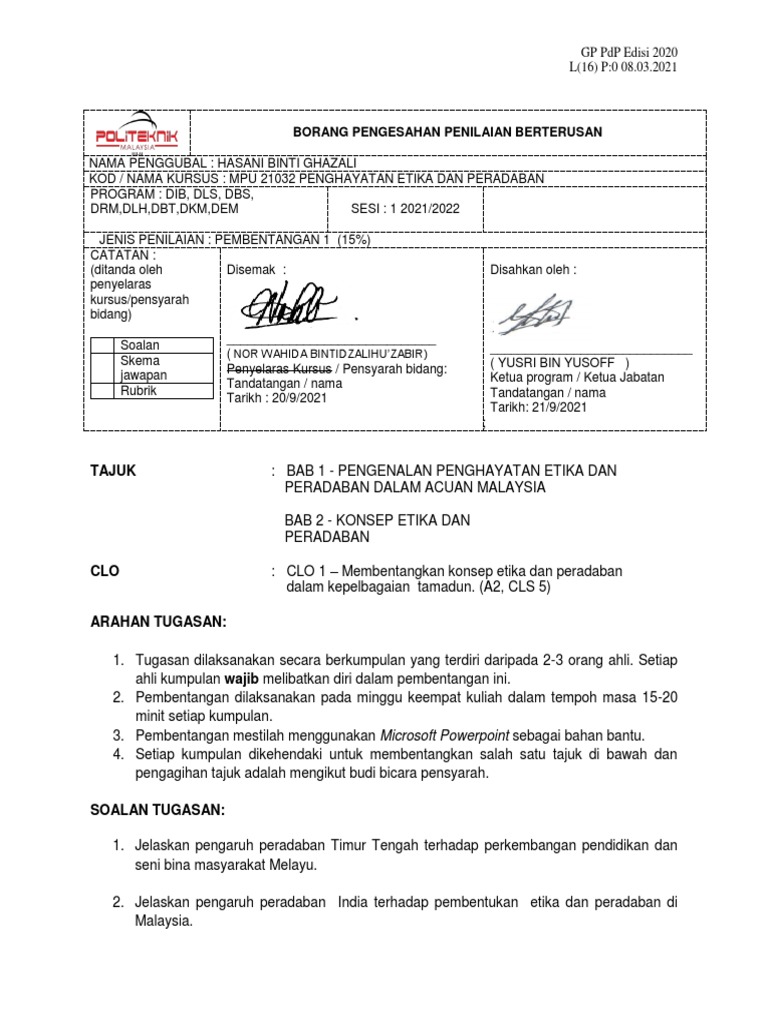 Soalan Pembentangan 1 | PDF