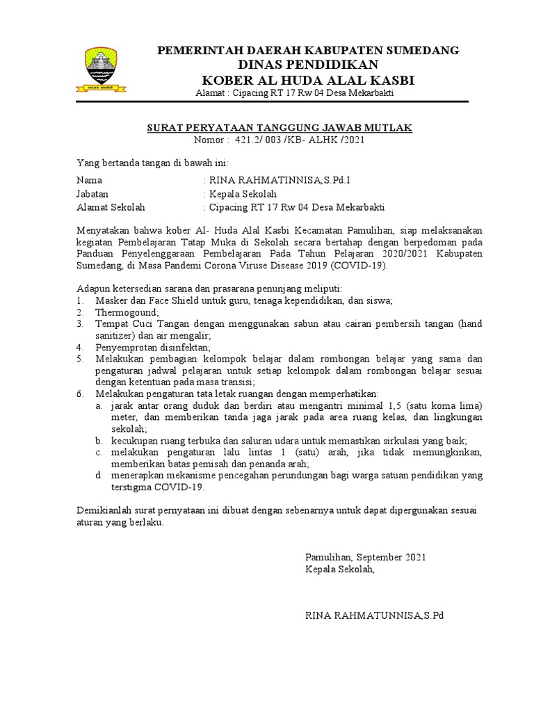 Contoh SPTJM BARU | PDF