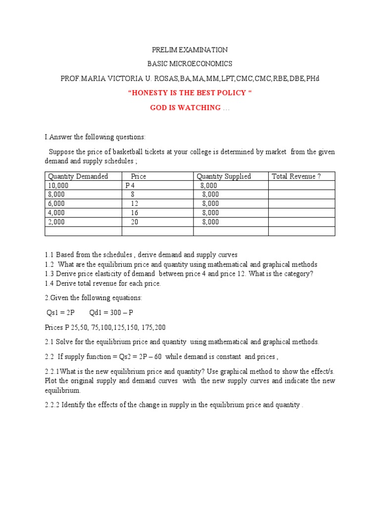 Prelim Examination 2021 2022 | PDF