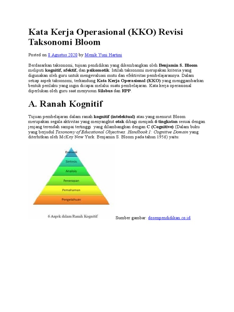 Kko Taksonomi Bloom | PDF | Karier & Perkembangan