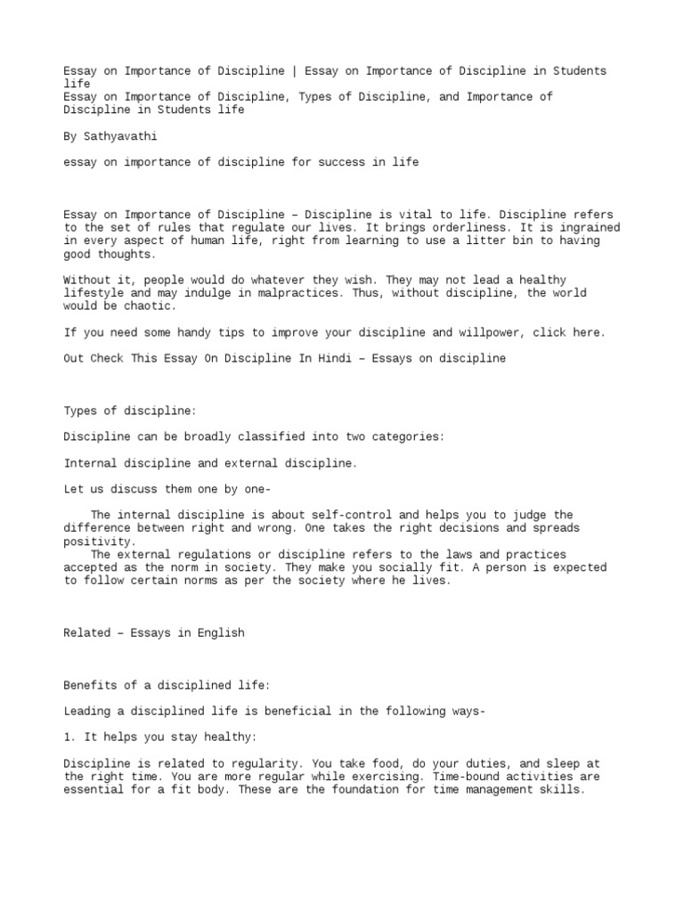Importance of Discipline in Student Life | PDF | Disciplines | Self ...