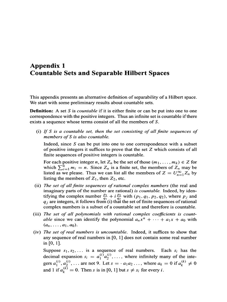 Countable Sets and Separable Hilbert Spaces | PDF | Integral | Operator (Mathematics)