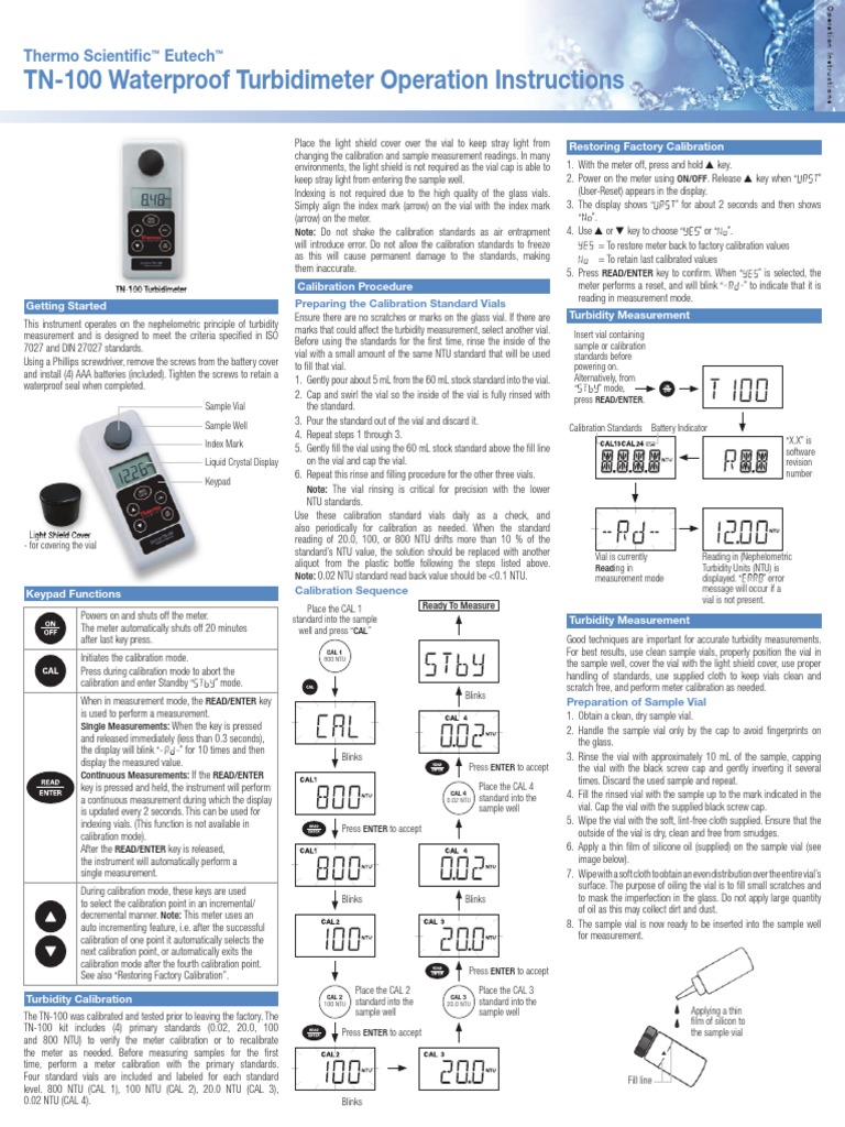 Tse TN 100 Op Instructions Reva | PDF | Calibration | Chemistry