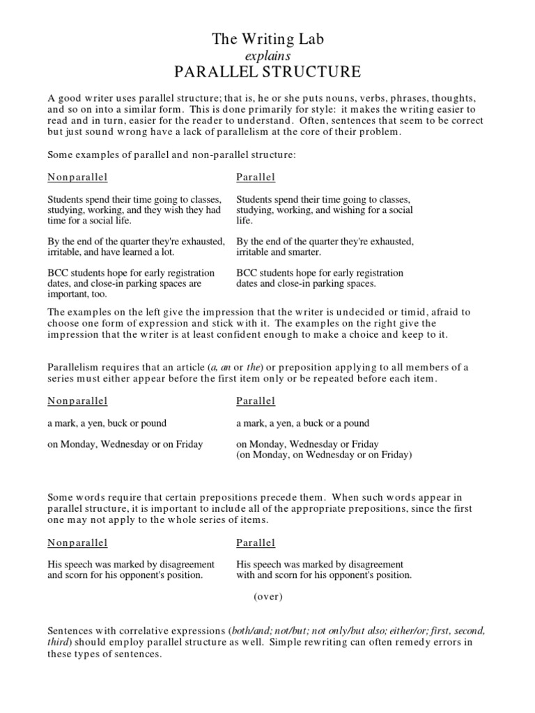 Parallel Structure | PDF | Preposition And Postposition | Sentence ...