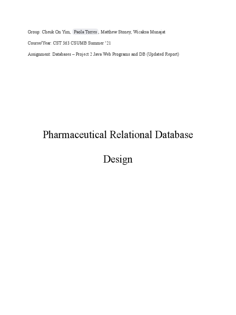 Pharmaceutical Relational Database Design | Download Free PDF | Medical ...