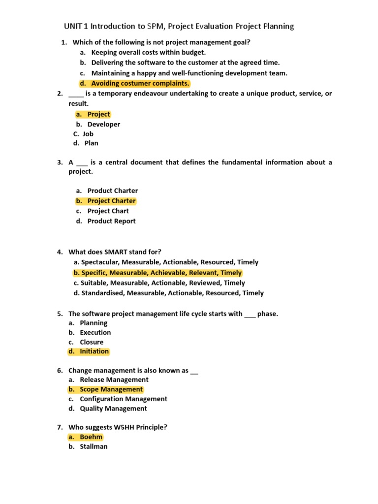 UNIT 1 Introduction To SPM, Project Evaluation Project Planning | Download Free PDF | Project ...