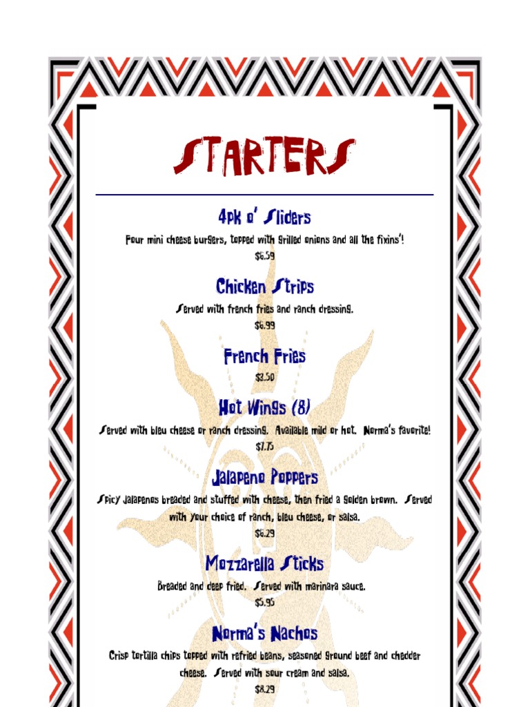 Appetizing Starters Menu Options | PDF