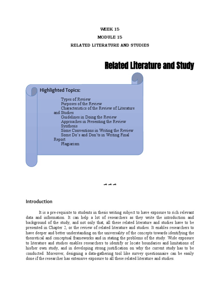 Module 15 - Related Literature and Studies | PDF | Open Access | Plagiarism