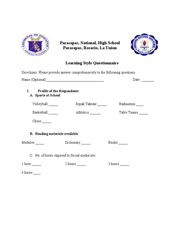Learning Style Questionnaire | PDF | Cognition | Communication