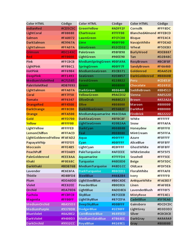 Paleta de Colores | PDF | Color | Chess