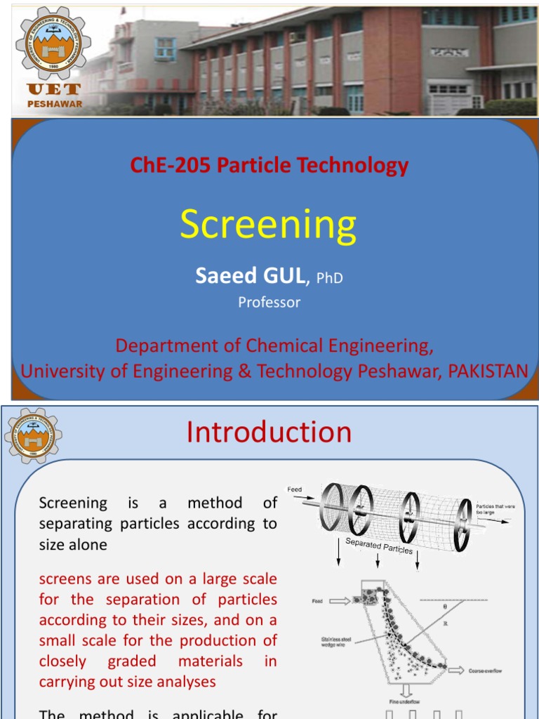 Screening Che 205 Particle Technology Pdf Mechanical Engineering