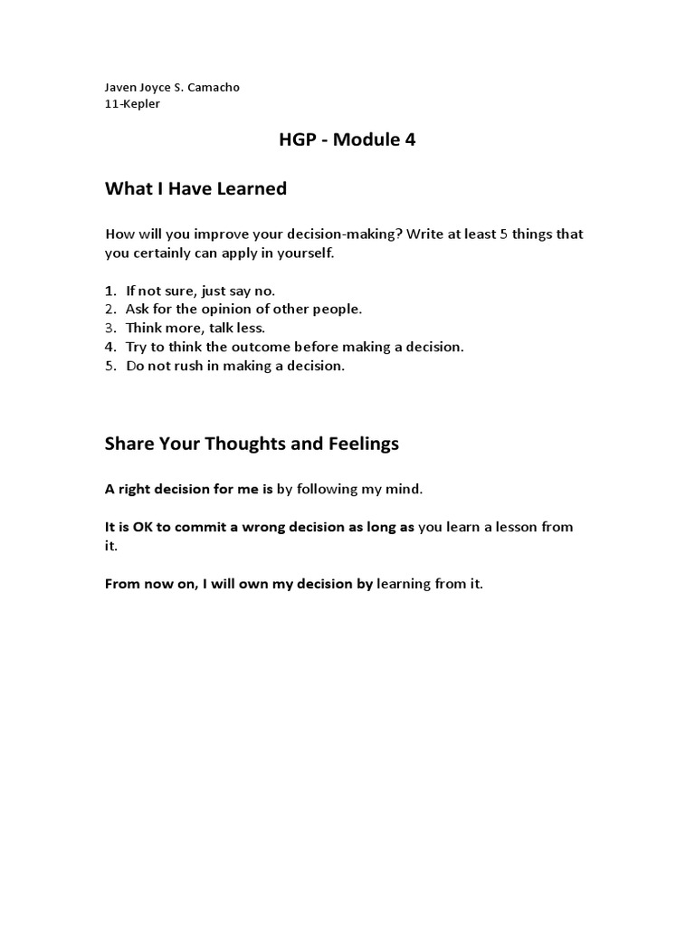 HGP Module 4 | PDF | Career & Growth | Self-Improvement