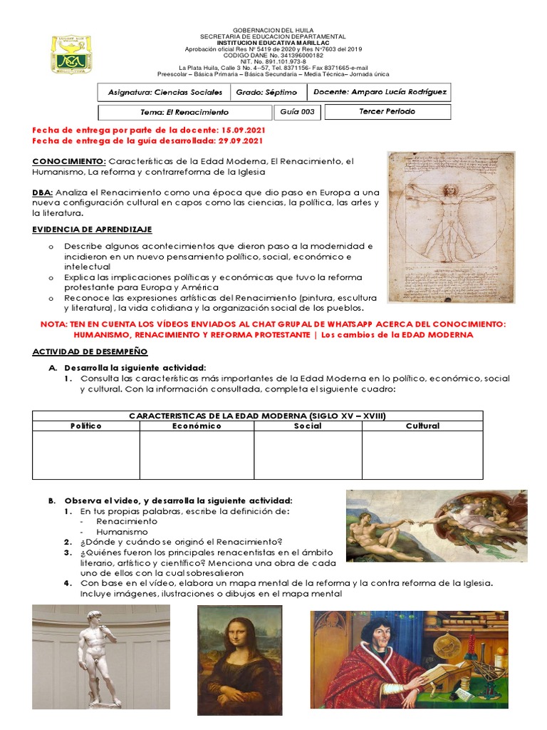 Actividades Didácticas sobre el Renacimiento | PDF | Renacimiento ...