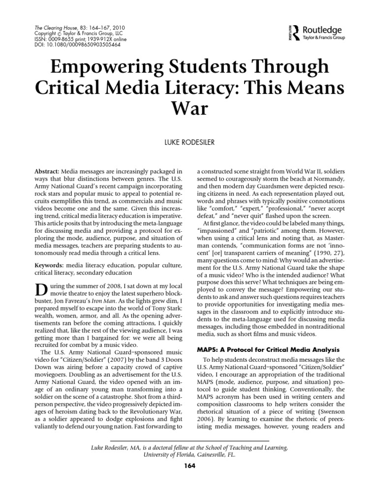 Empowering Students Through Critical Media Literacy This Means War ...