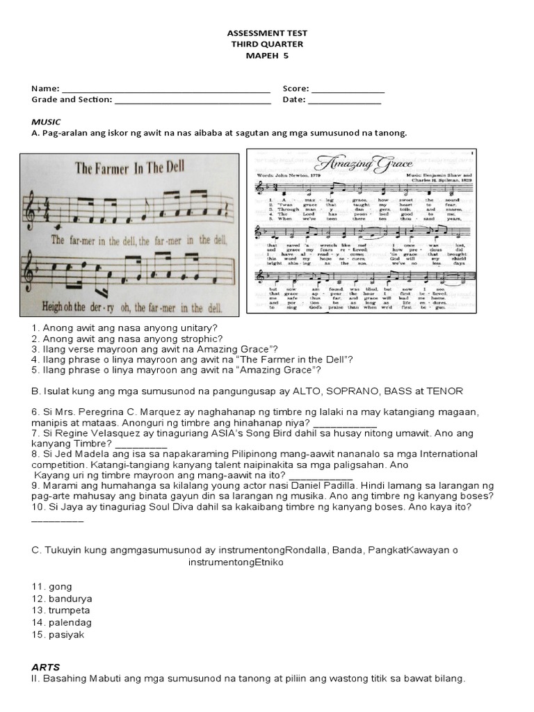 q3 Music Arts Summative Test | PDF