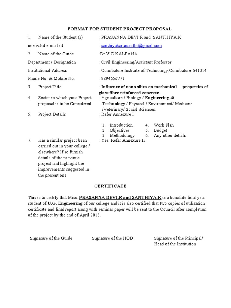Format For Student Project Proposal | PDF