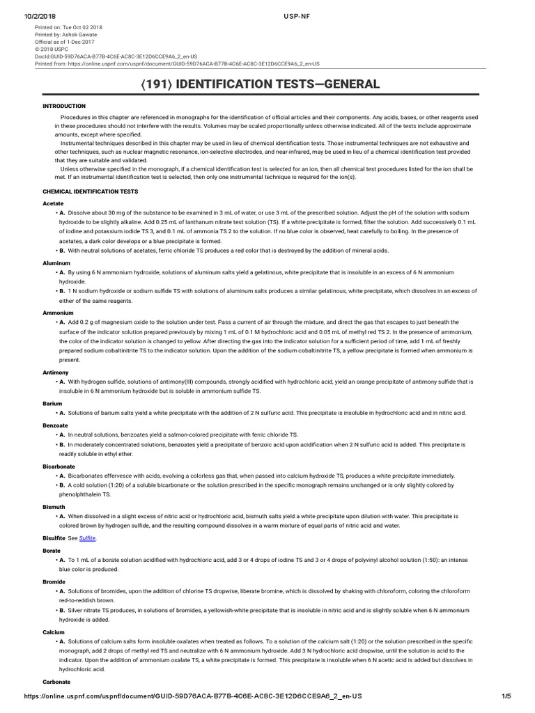 191 Identification Tests-General | PDF | Salt (Chemistry ...
