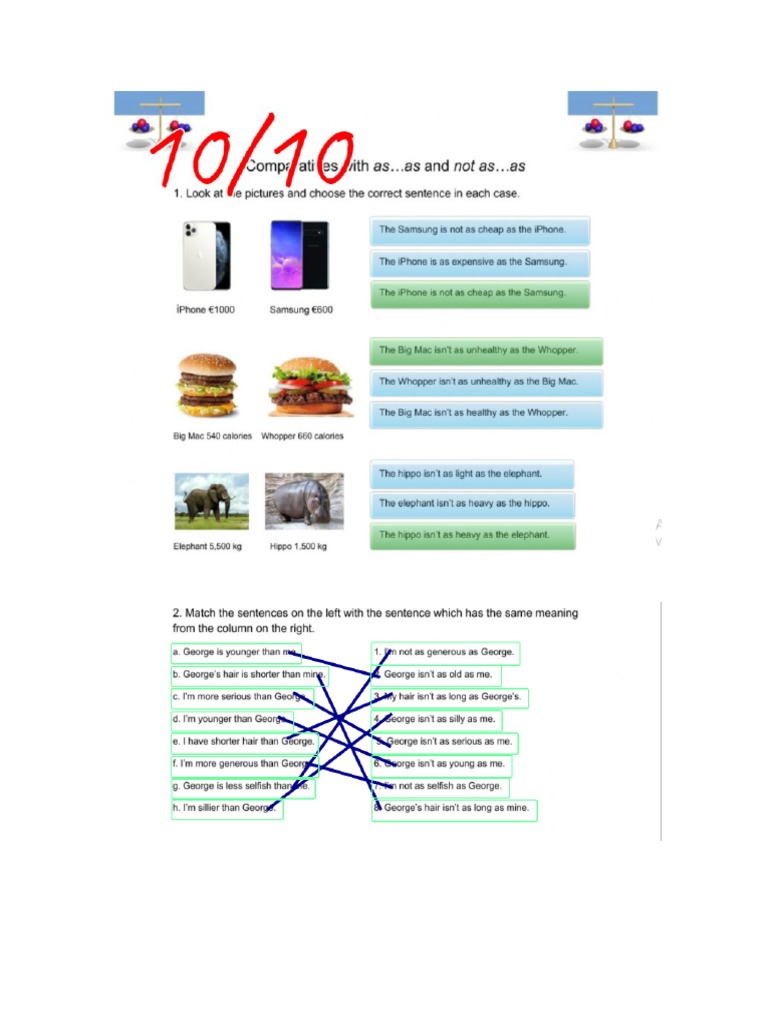 Comparatives With As... As and Not As... | PDF