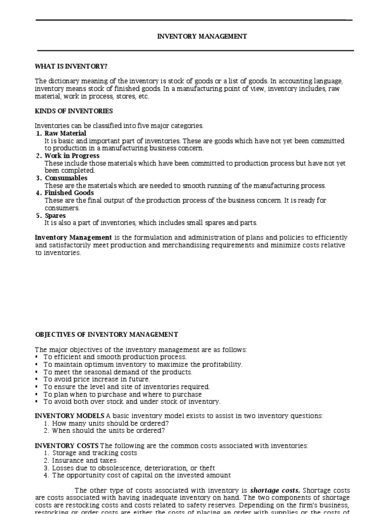 An In-Depth Guide to Inventory Management: Understanding the Key ...