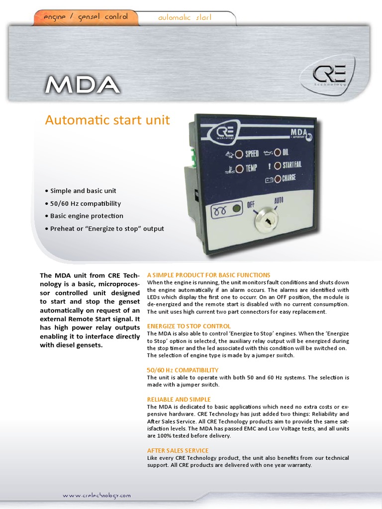 MDA MDA: Automatic Start Unit | PDF | Relay | Electric Generator